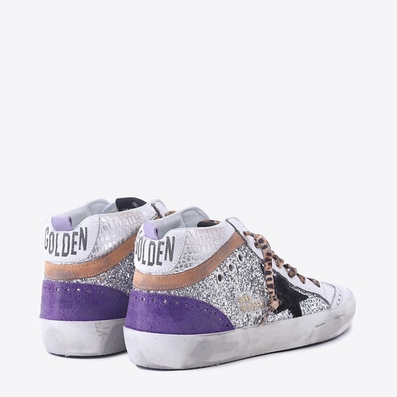 Golden Goose | Shoes | Authentic Silver Sequin Cheetah Lace Mid Star ...